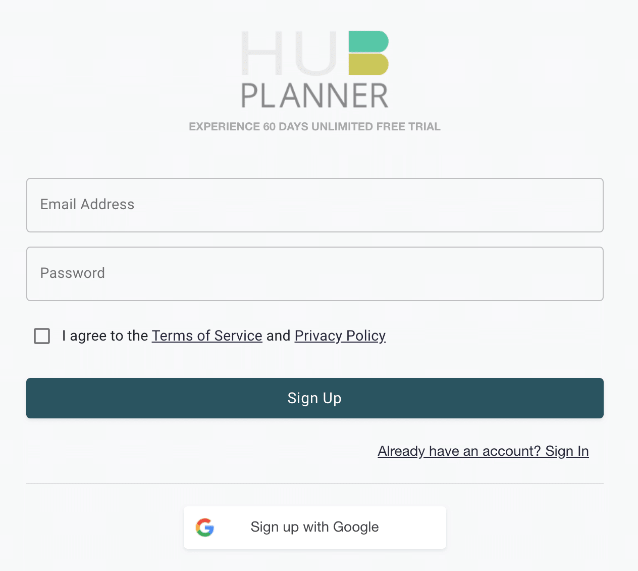How to Sign up to a Hub Planner Trial or Account? - Hub Planner Knowledge Base